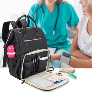 Damero Nurse Bag for Work Supplies, Nurse Backpack with Laptop Sleeve for Home Care Nurse, Medical Students and More, Black, Patent Design