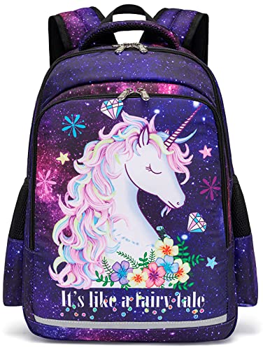 BTOOP Kids Backpack for Girls Preschool Backpacks Toddler Kindergarten School Bag with Chest Strap (Purple Galaxy)