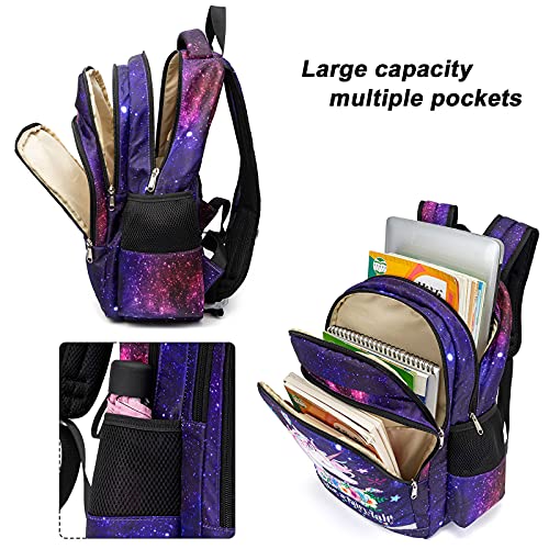 BTOOP Kids Backpack for Girls Preschool Backpacks Toddler Kindergarten School Bag with Chest Strap (Purple Galaxy)