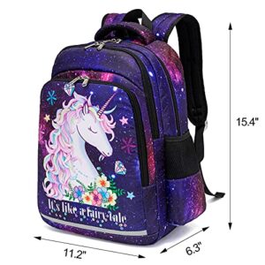 BTOOP Kids Backpack for Girls Preschool Backpacks Toddler Kindergarten School Bag with Chest Strap (Purple Galaxy)