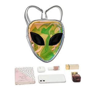 Goodbag Boutique Women Mini Holographic Laser Backpack for Girls Clear Alien Small Backpack for Festival, Balls, Club, Prom