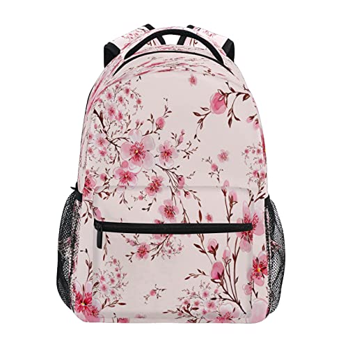 ALAZA Pink Cherry Blossom Flowers Floral Large Backpack,unisex Girls kids School Bookbags Daypack Bag,Water Resistant Personalized Laptop iPad Tablet Children Backpack Travel School Bag