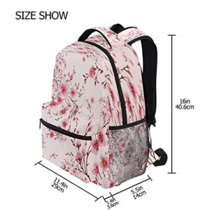 ALAZA Pink Cherry Blossom Flowers Floral Large Backpack,unisex Girls kids School Bookbags Daypack Bag,Water Resistant Personalized Laptop iPad Tablet Children Backpack Travel School Bag