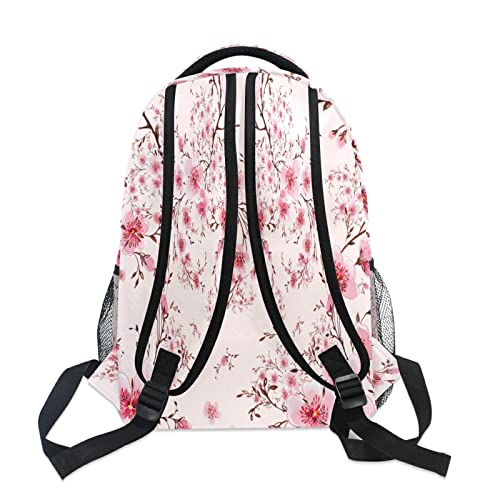 ALAZA Pink Cherry Blossom Flowers Floral Large Backpack,unisex Girls kids School Bookbags Daypack Bag,Water Resistant Personalized Laptop iPad Tablet Children Backpack Travel School Bag