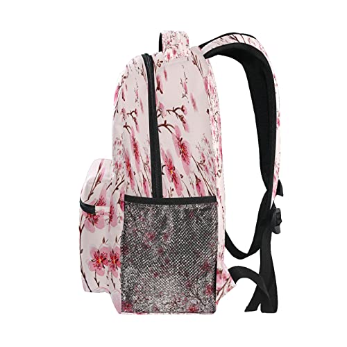 ALAZA Pink Cherry Blossom Flowers Floral Large Backpack,unisex Girls kids School Bookbags Daypack Bag,Water Resistant Personalized Laptop iPad Tablet Children Backpack Travel School Bag