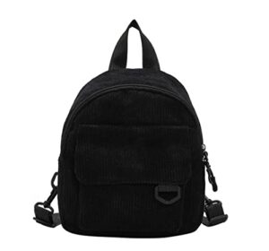 mbvbn cute mini corduroy backpack casual shoulder bag casual kawaii small (black)