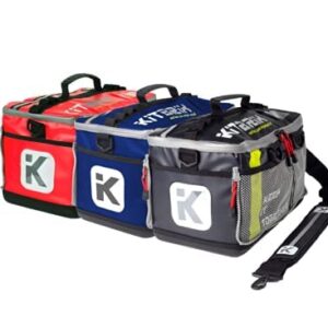 KITBRIX 3 Kit Bag Bundle - Gray, Red & Navy - Swimming, Cycling, Triathlon, Soccer, Gym, MMA, Running, Gym, Football, Soccer, Triathlon Transition, Obstacle Course Racing x3 Bag Set