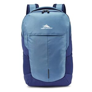 high sierra access pro backpack with 17 inch quilted laptop sleeve, large organization pocket and reflective straps, graphite blue