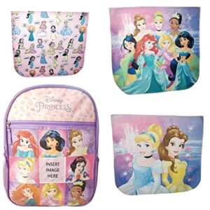 POMPIN Bags Disney Princess Interchangeable Kids Backpack | Disney Princess Backpack - Includes (2) Double Sided Image Panels For 4 Unique Looks