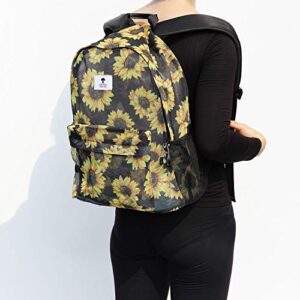 ESVAN Original Print Mesh Backpack Semi-Transparent Sackpack See Through Beach Bag Daypack Multi-Purpose Women Men Unisex (Sunflower)