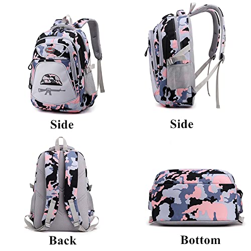 Camo Kids Backpack Elementary School Schoolbag Boys and Girls Lightweight Travel Bag