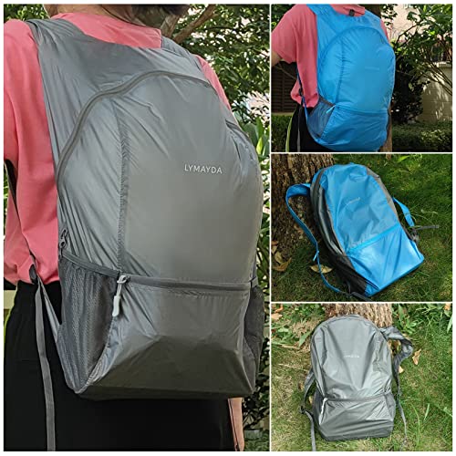 LYMAYDA 20L Ultra Lightweight Thin Backpack Only 3 Ounces Water Resistant Packable Foldable Small Pack Outdoor Travel Hiking Daypacks (Grey)