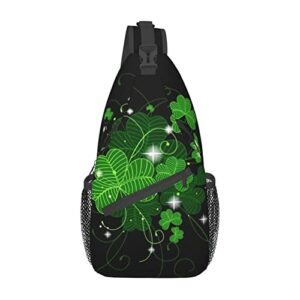 rosihode st. patrick’s day cute shamrocks sling backpack,travel hiking daypack clover crossbody shoulder bag