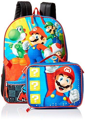 Nintendo Boys' Mario Backpack with Lunch, Blue, One Size