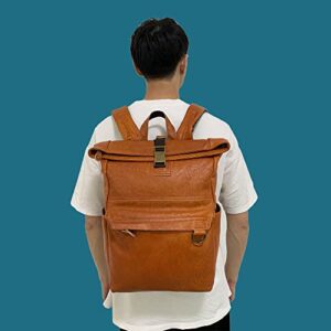 G-FAVOR Leather Backpack Vintage Laptop Rucksack Large Waterproof Bookbag College School Daypack for Men and Women - Brown