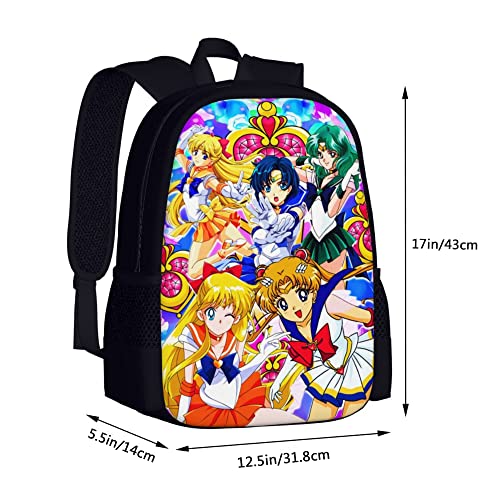 3D Anime Backpack Cartoon Backpacks 17in Bookbag Anime Laptop Daypack Matching Pencil Case Set Color S1