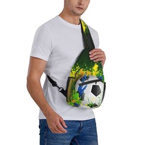 Soccer With Brazil Colors Chest Bags Crossbody Sling Bag Travel Hiking Backpack Casual Shoulder Daypack For Soccer Fans Women Men