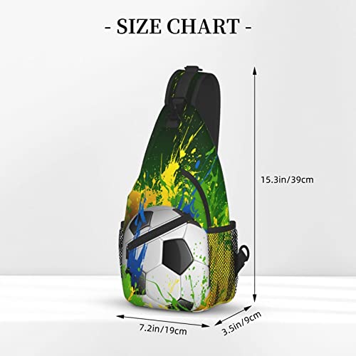 Soccer With Brazil Colors Chest Bags Crossbody Sling Bag Travel Hiking Backpack Casual Shoulder Daypack For Soccer Fans Women Men