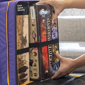 GeekOn Ultimate Boardgame Backpack - The Smartest Way to Carry Your Games - Expandable Multi-Functional Board Game Bag - Carry-on Compliant (Purple/Gold)