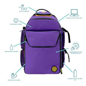 GeekOn Ultimate Boardgame Backpack - The Smartest Way to Carry Your Games - Expandable Multi-Functional Board Game Bag - Carry-on Compliant (Purple/Gold)