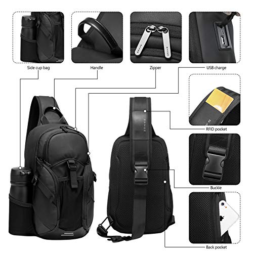 JUMO CYLY Water-Resistant Sling Bag for Men, USB Crossbody Backpack Casual Mens Shoulder Bag