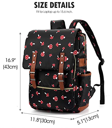 Junlion Slim Laptop Backpack College Student School Bag Travel Rucksack Daypack Mushroom