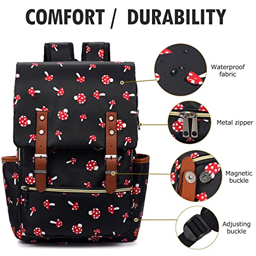 Junlion Slim Laptop Backpack College Student School Bag Travel Rucksack Daypack Mushroom