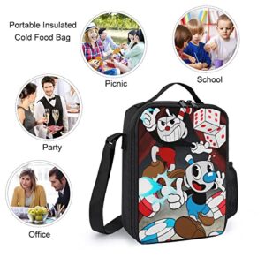 Zqiyhre Cupx-Head Backpack 3 PCS Set, DIY Anime School Laptop Backpack Pencil Case Lunch Bag for Teenagers