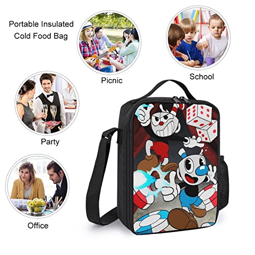 Zqiyhre Cupx-Head Backpack 3 PCS Set, DIY Anime School Laptop Backpack Pencil Case Lunch Bag for Teenagers