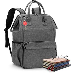 lodrid teacher utility bag, heavy duty teacher backpack for men & women, teacher tote backpack for school work with steel frame top, 15.6″ laptop layer, zip-top closure & inner padded, gray, bag only