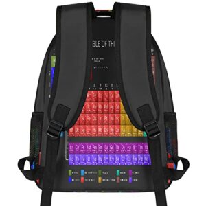 Periodic Table Backpacks for Women Men, Chemistry Elements Travel Backpack Laptop Backpack Waterproof School Bookbags with Multiple Pocket Hiking Daypack Casual Bag