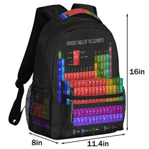 Periodic Table Backpacks for Women Men, Chemistry Elements Travel Backpack Laptop Backpack Waterproof School Bookbags with Multiple Pocket Hiking Daypack Casual Bag