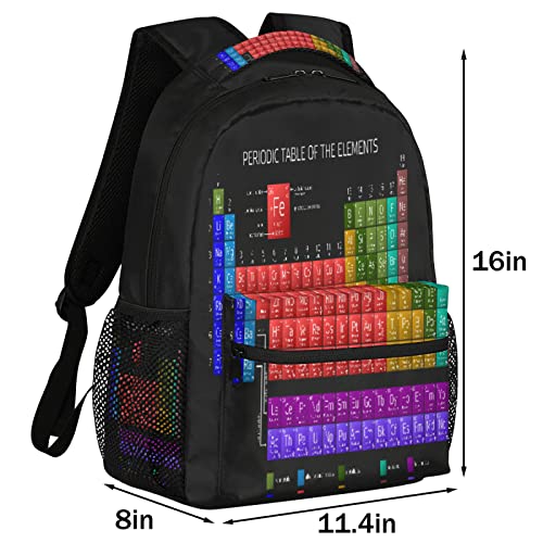 Periodic Table Backpacks for Women Men, Chemistry Elements Travel Backpack Laptop Backpack Waterproof School Bookbags with Multiple Pocket Hiking Daypack Casual Bag