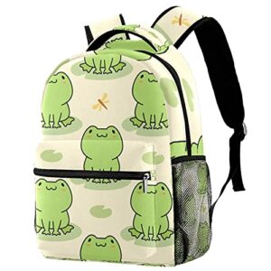 javenproeqt cute frog casual school backpack for teen girls boys, shoulder bag for men women