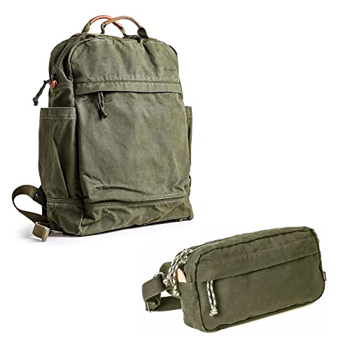 Gootium Canvas Backpack x Crossbody Pack - Casual Vintage Style Cloth Daypack Combo