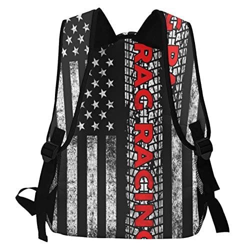 Drag Racing Flag America Casual student backpack Outdoor Backpacks Travel Sports Bags Book Bag