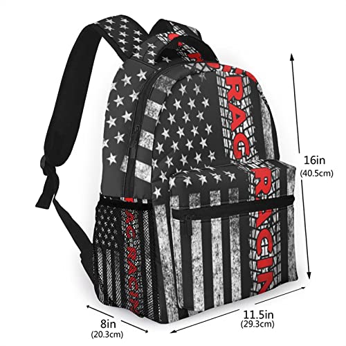 Drag Racing Flag America Casual student backpack Outdoor Backpacks Travel Sports Bags Book Bag