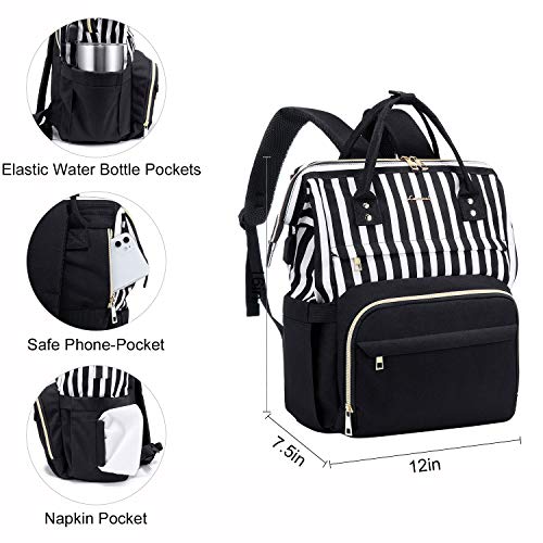 LOVEVOOK Laptop Backpack for Women Work Laptop Bag Stylish Teacher Backpack Business Computer Bags College Laptop Bookbag, Stripe Black 02