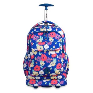 j world new york sweep laptop rolling backpack, petals, 18″