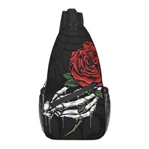 sugar skull chest bags crossbody sling backpack travel hiking daypack crossbody shoulder bag for women men teens