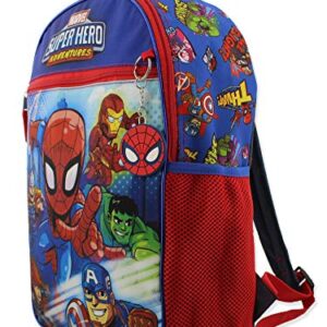 Super Hero Adventures Boys 5 piece Backpack and Snack Bag School Set (One Size, Blue/Red)