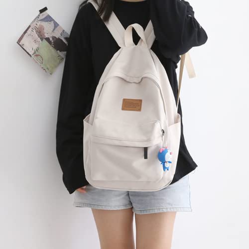 Kawaii Simple Sporty Japanese Korean harajuku backpack teenage school gift for birthday Christmas (white)