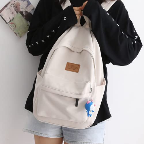 Kawaii Simple Sporty Japanese Korean harajuku backpack teenage school gift for birthday Christmas (white)