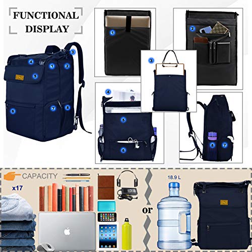 ZINZ Slim & Expandable 17 17.3 Inch Laptop Backpack Shoulder Casual Bag, Large Capacity Water-Repellent Multipurpose Notebooks Bag, College School Bookbag Gifts for Men & Women,(12.5L-32L) Blue