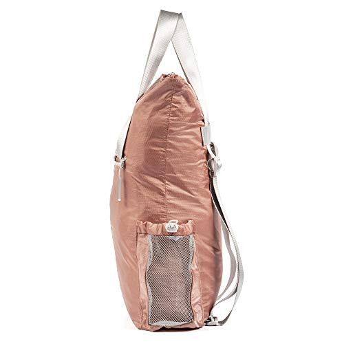 Packable Backpack for Women in Rose Gold - Lightweight Foldable Daypack and Tote Bag Perfect for Hiking, Walking, Travel & Adventure