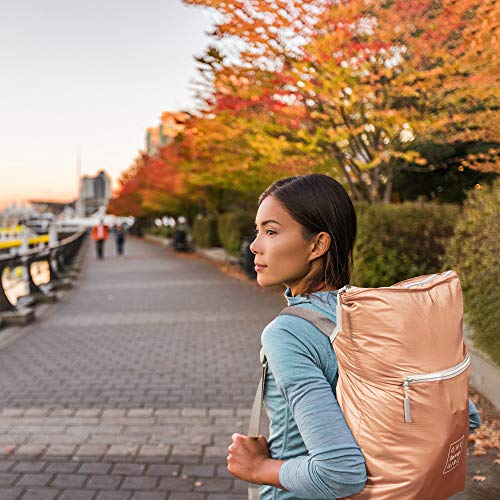 Packable Backpack for Women in Rose Gold - Lightweight Foldable Daypack and Tote Bag Perfect for Hiking, Walking, Travel & Adventure