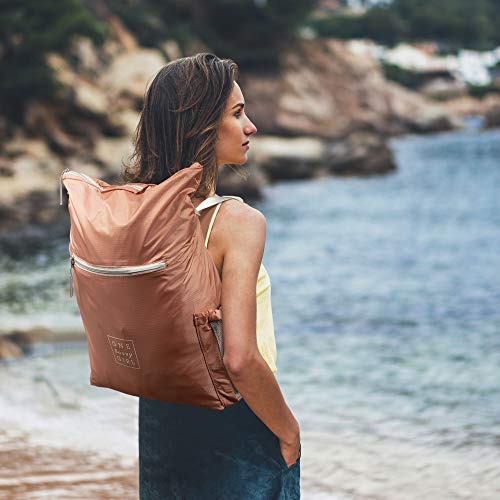 Packable Backpack for Women in Rose Gold - Lightweight Foldable Daypack and Tote Bag Perfect for Hiking, Walking, Travel & Adventure