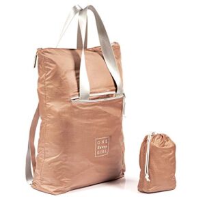 Packable Backpack for Women in Rose Gold - Lightweight Foldable Daypack and Tote Bag Perfect for Hiking, Walking, Travel & Adventure