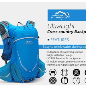 MANFS Portable waterproof hiking backpack 16L, with rainproof cover, outdoor sports travel day bag, for bicycle skiing (young)