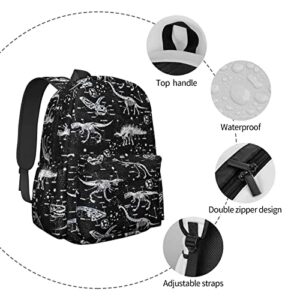 Dinosaur Skull Stylish Backpack With Adjustable Padded Shoulder Straps Daypacks For College Travel One Size